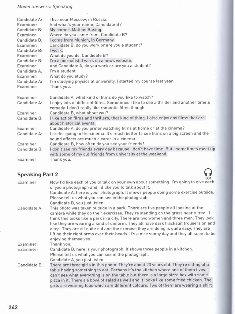 Test 5 Speaking Questions and Sample Answers | PDF