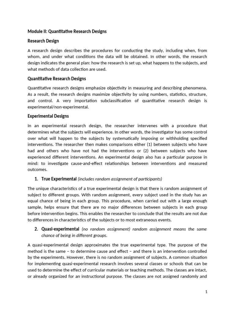 Quantitative Research Design Overview | PDF | Survey Methodology ...