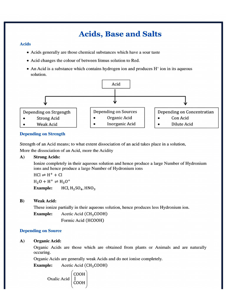 Acids, Bases and Salts | PDF