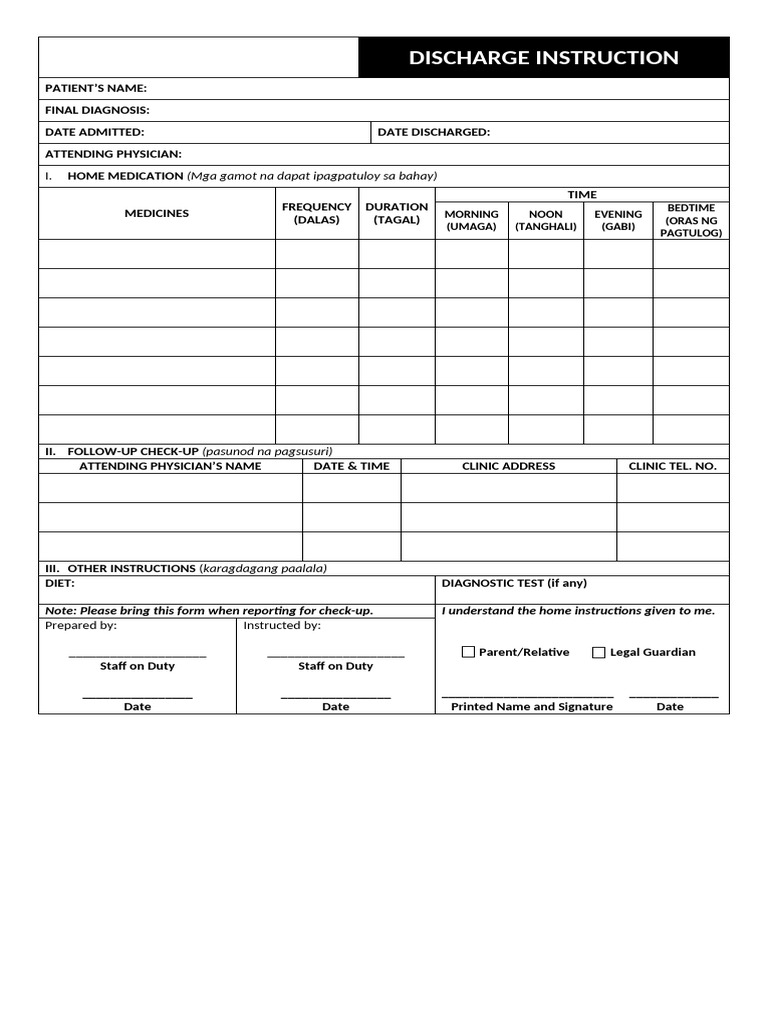 NDH Discharge Instruction | PDF