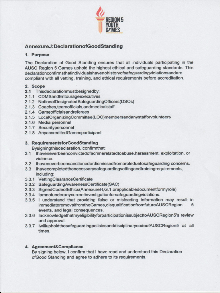 Declaration of Good Standing | PDF