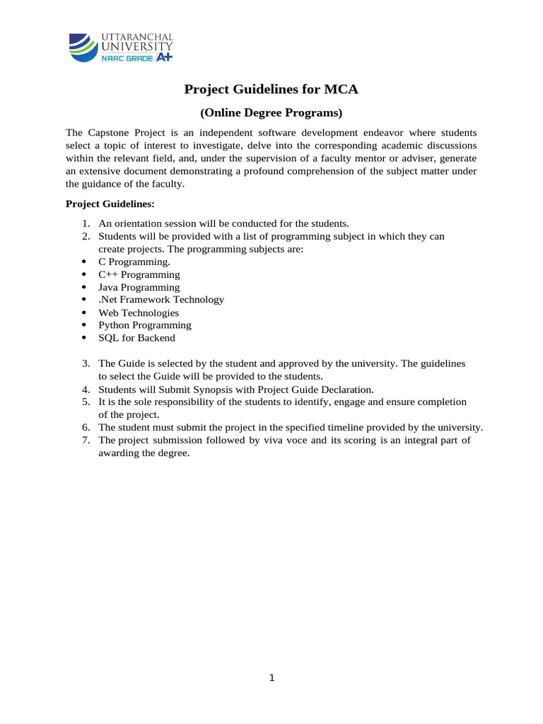 MCA Sysnopsis Guidelines | PDF | Data Model | Computing