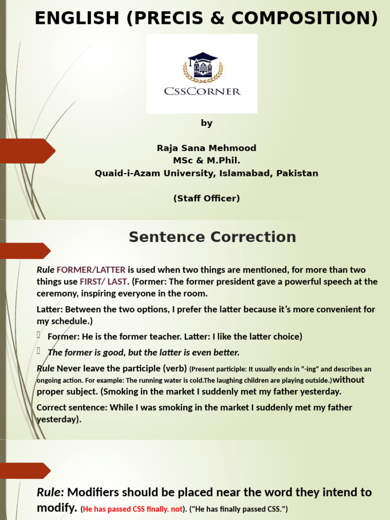 Sentence Correction Lect No 4 | PDF | Plural | Noun