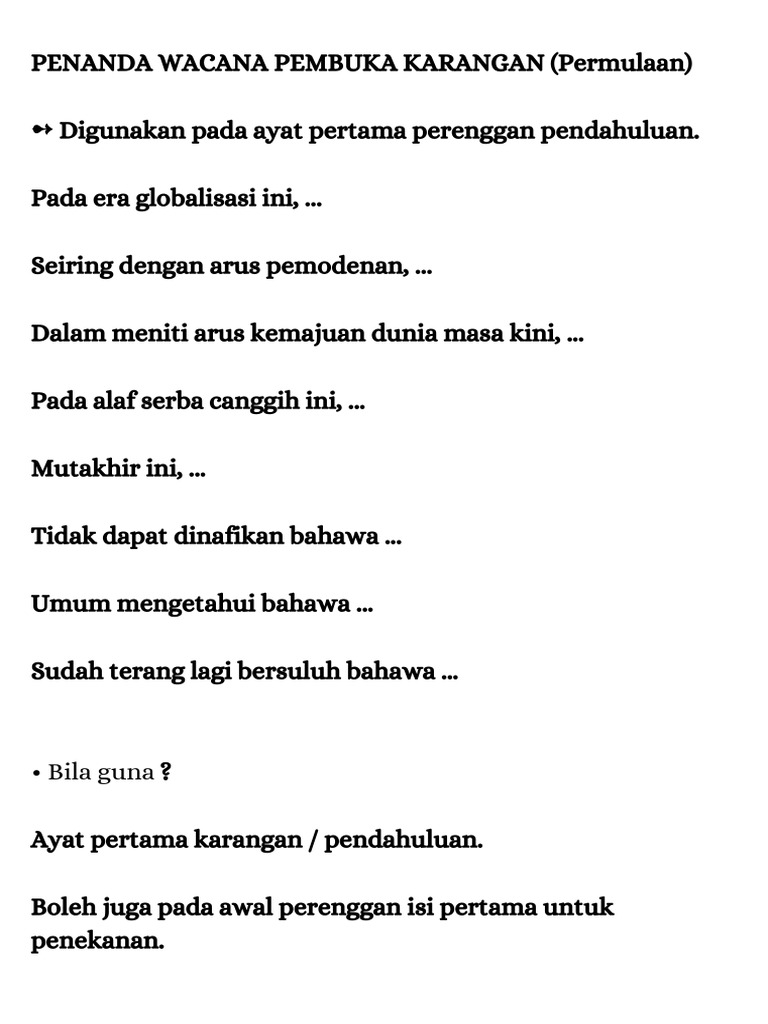 PENANDA WACANA PEMBUKA KARANGAN (Permulaan)_20250627_152807_0000 | PDF