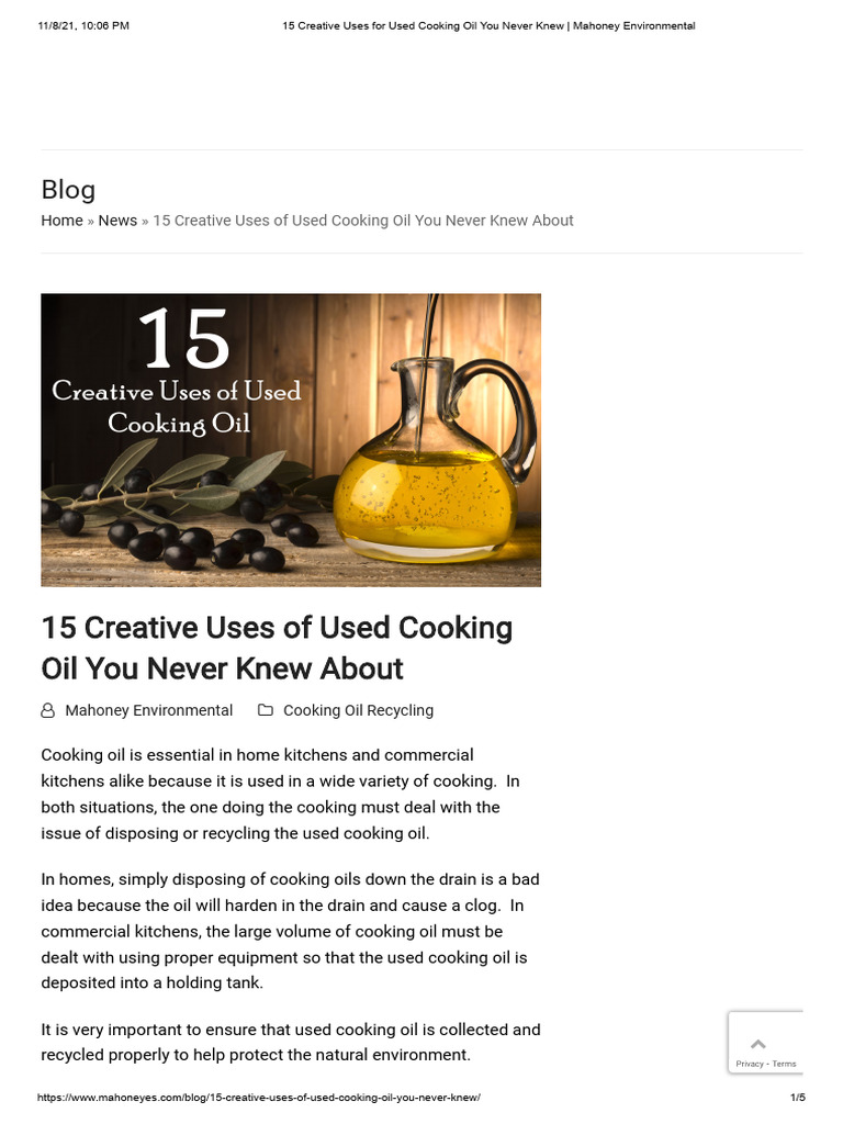 Creative Uses for Used Cooking Oil | PDF | Cooking Oil | Oil
