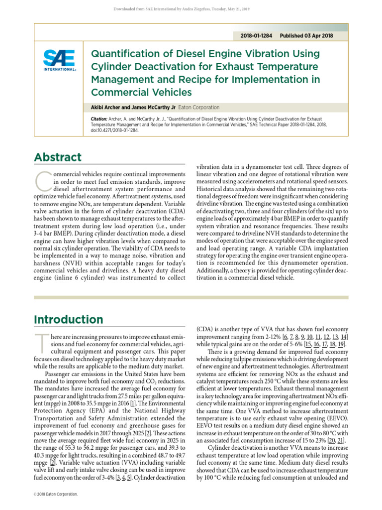 Qualification of Diesel Engine Vibration Using Cylinder Deactivation ...