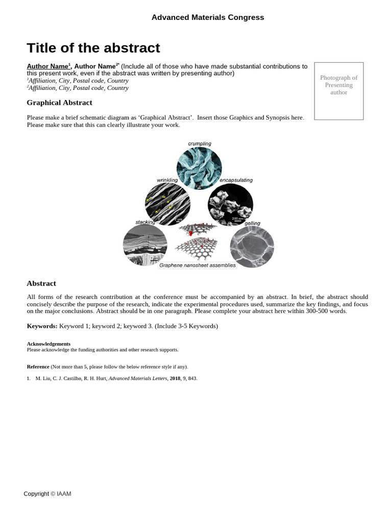 Advanced Materials Congress Abstract Template | PDF