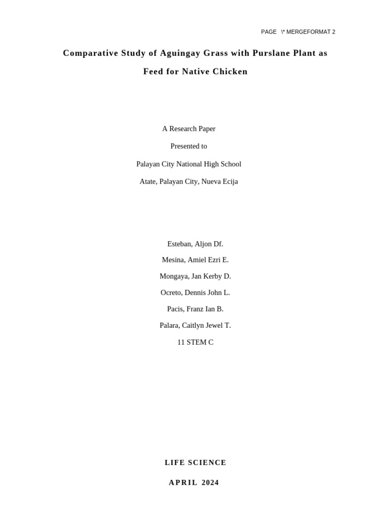Aguingay Grass as Chicken Feed Alternative | PDF | Dietary Fiber | Diet ...