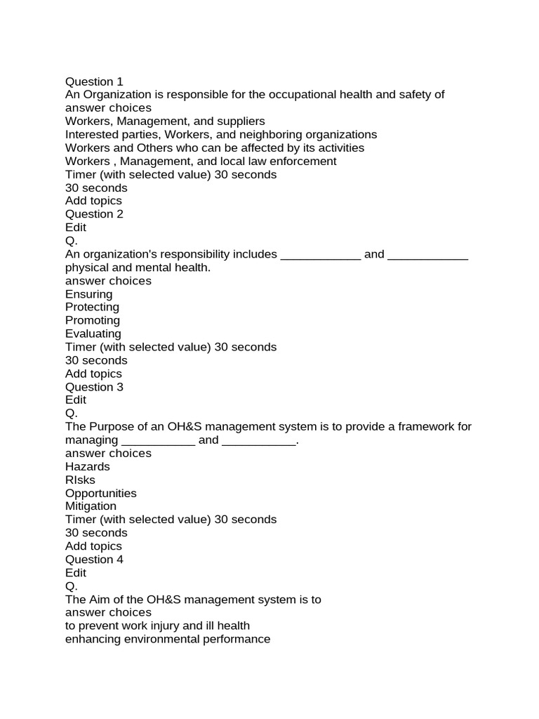 Ia Questions | PDF | Occupational Safety And Health | Audit