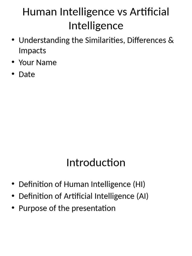 Human Vs Artificial Intelligence Presentation | PDF