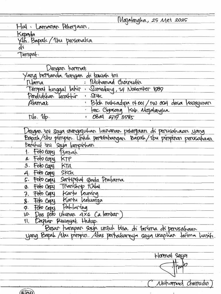 Surat Lamaran Heru | PDF