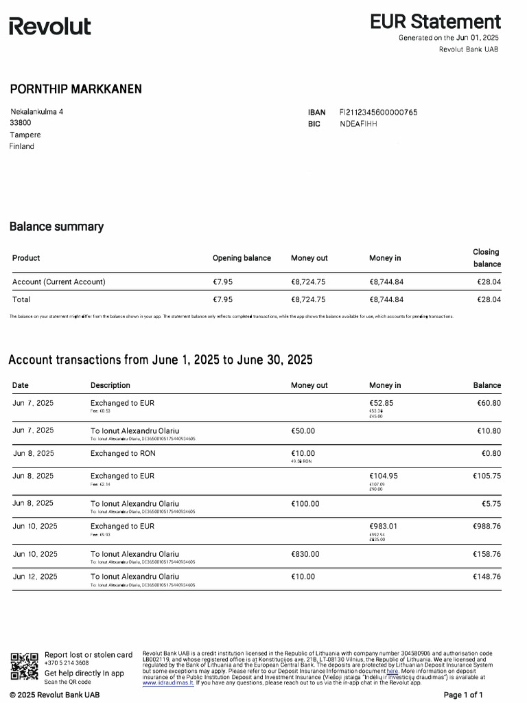 Revolut Account Statement Summary | PDF | Business | Money
