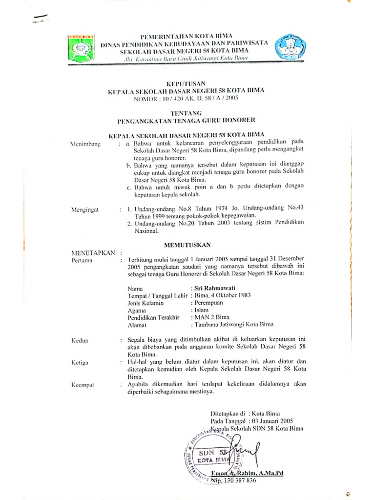 SK Pertama Rahma | PDF