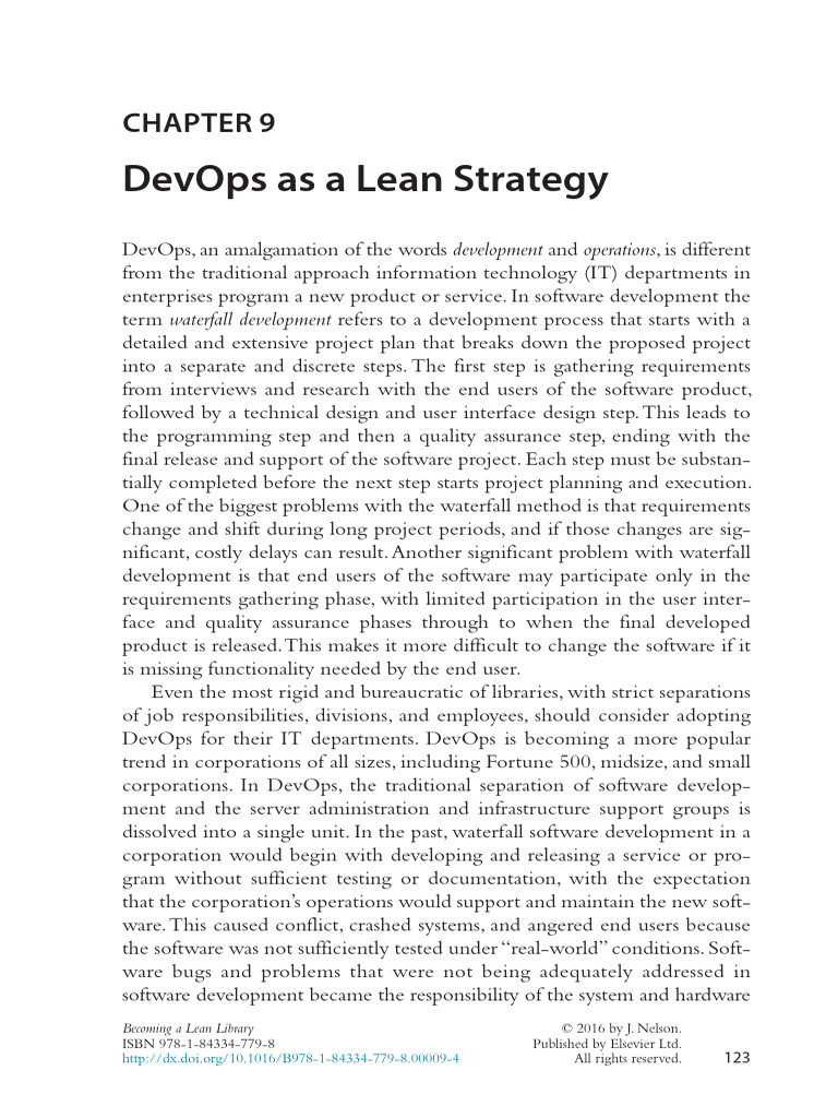 CHAPTER9 DevOpsAsALeanStrategy | PDF | Cloud Computing | Libraries
