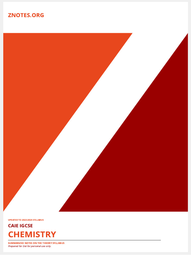 CAIE IGCSE Chemistry Theory | PDF | Atomic Nucleus | Proton