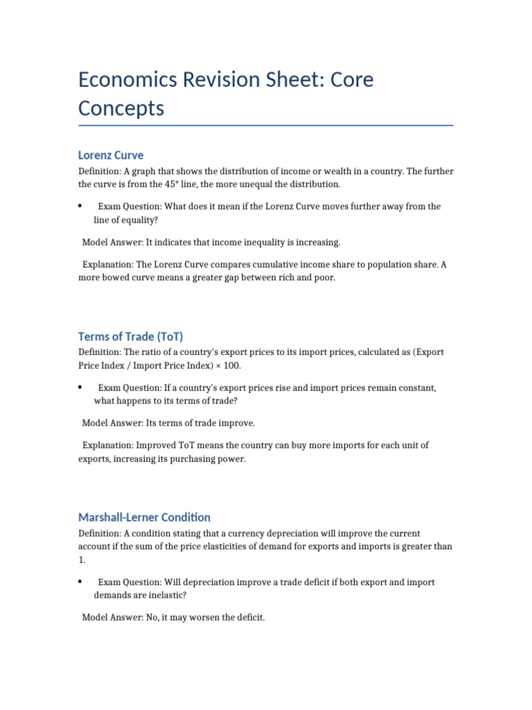 Economics Revision Sheet | PDF | Elasticity (Economics) | Profit ...