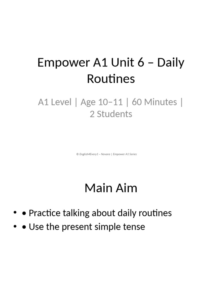 Daily Routines Lesson Plan A1 | PDF