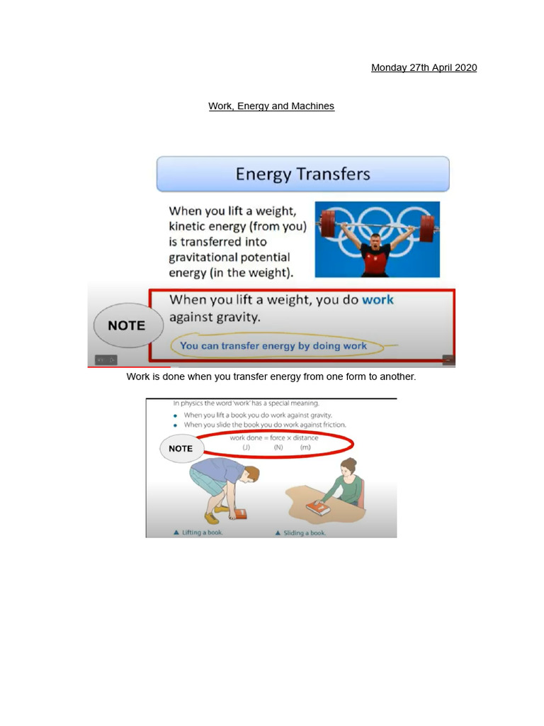 Work Energy and Machines | PDF