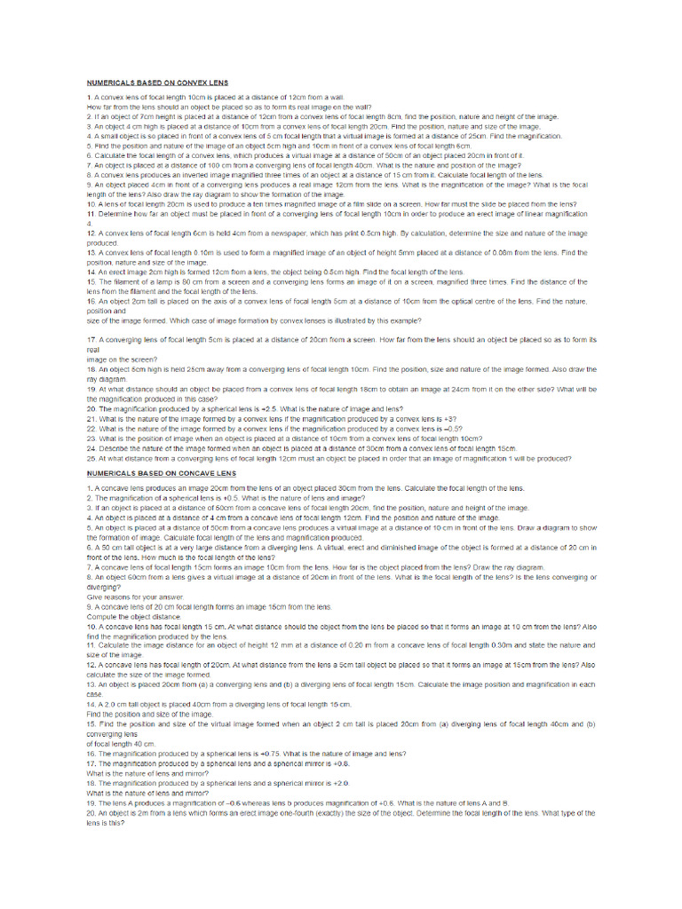 Numerical Worksheet | PDF