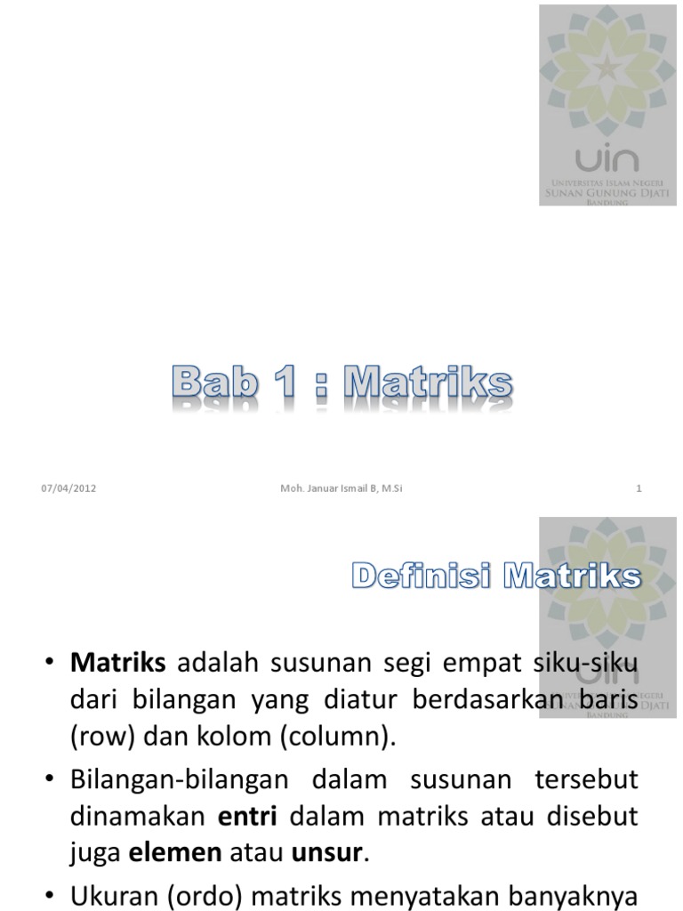 Bab 1 Matriks | PDF