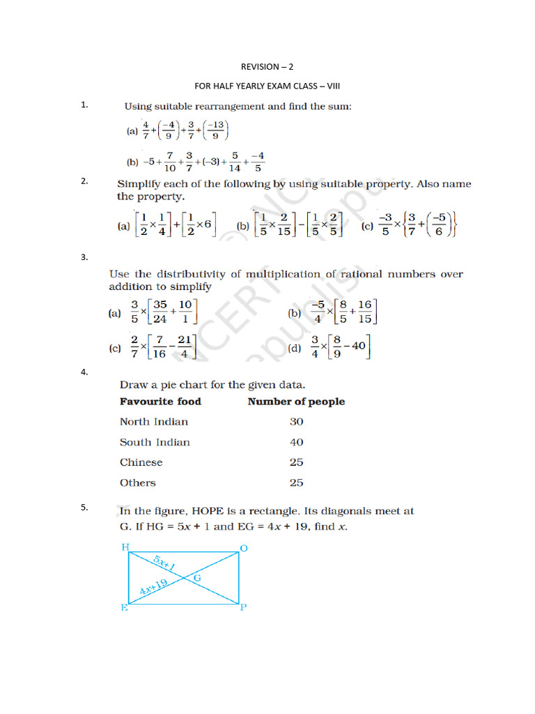 Revision - 2 HY Class 8 | PDF