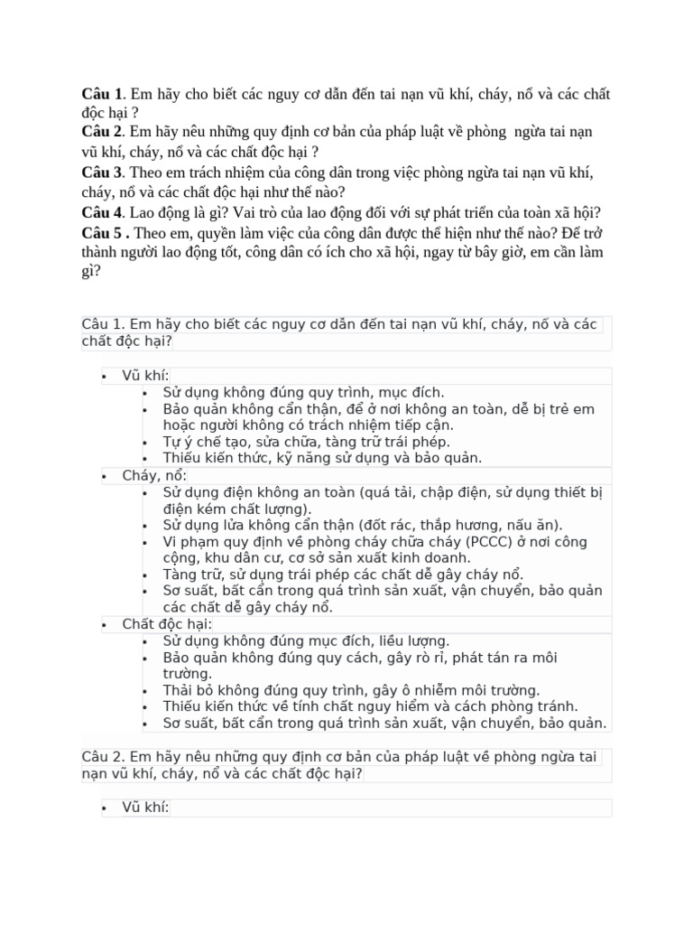 Câu Hỏi Ôn Tập HK2 Môn GDCD 8 | PDF