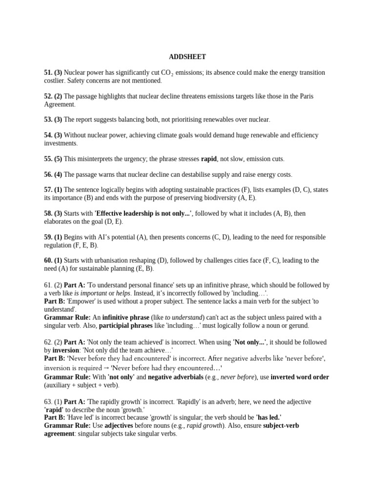 Addsheet Ibps Clerk Mains | PDF | Verb | Linguistics