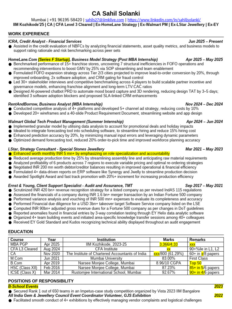 Profile of CA Sahil Solanki | PDF | Business | Business Economics