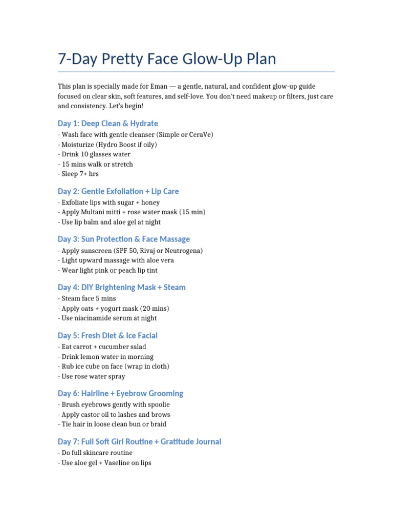 Eman Pretty Face 7DayGlowPlan | PDF