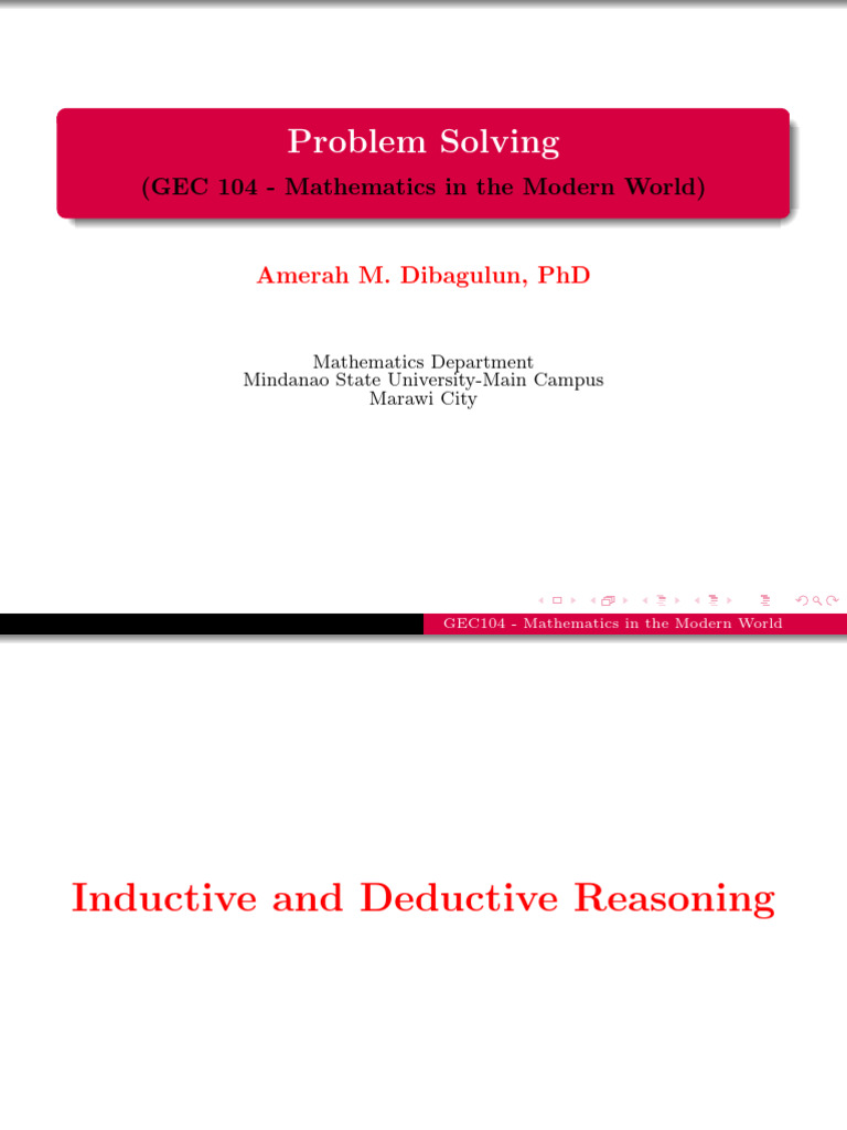 Problem Solving | PDF | Inductive Reasoning | Deductive Reasoning