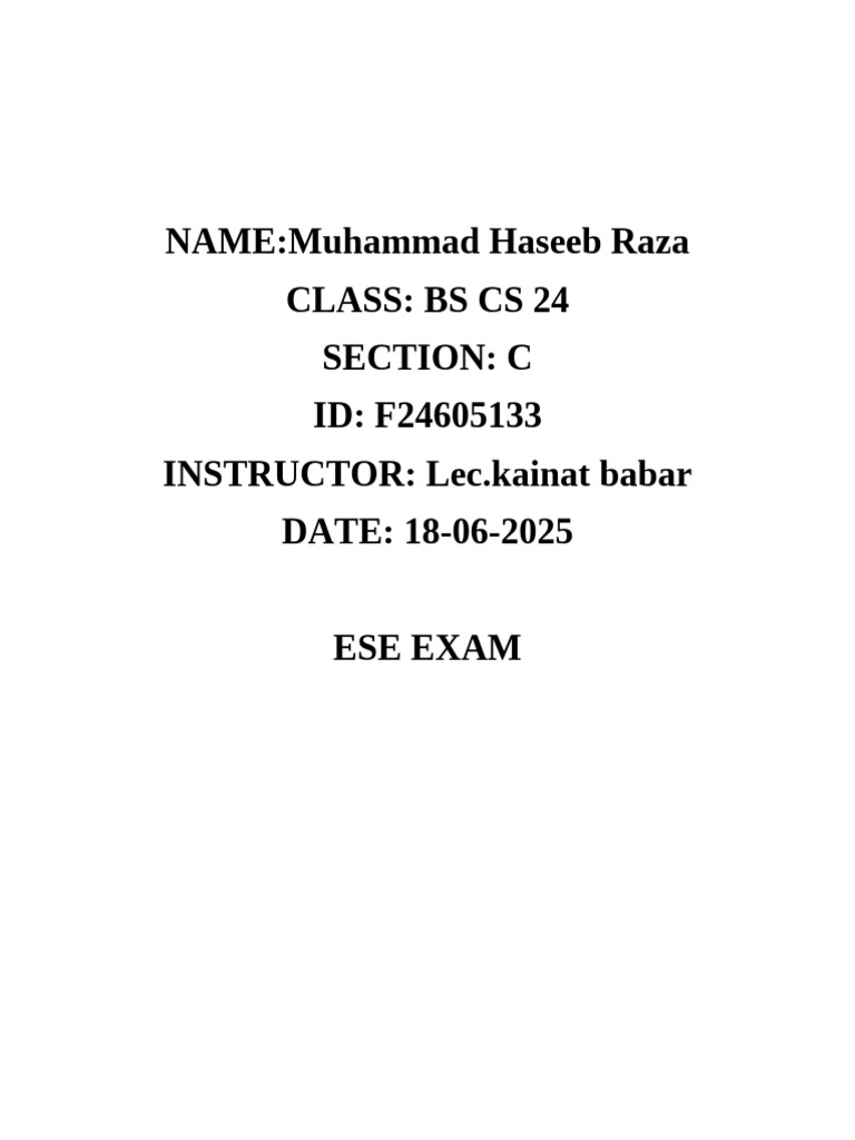 Muhammad Haseeeb Raza File Ese f24605133 Database Lab | PDF