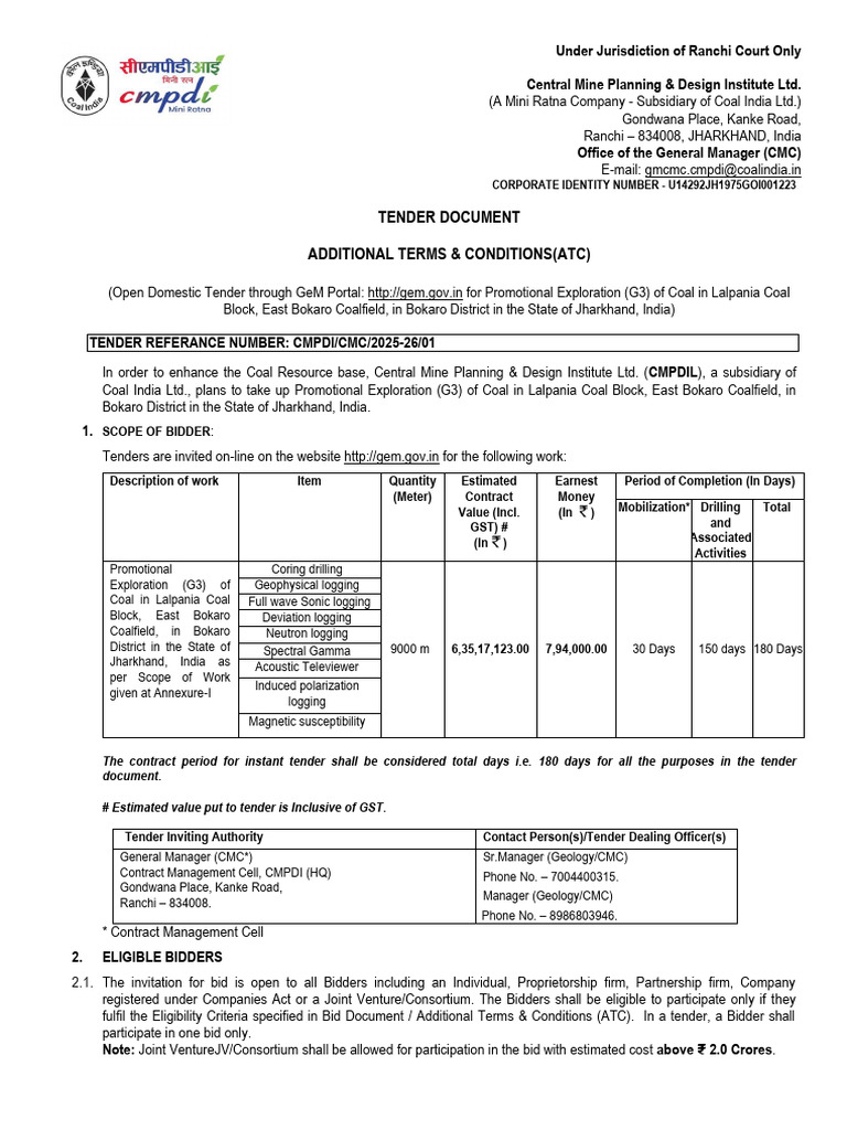 TENDER DOC Lalpaniya | PDF | Joint Venture | Consortium