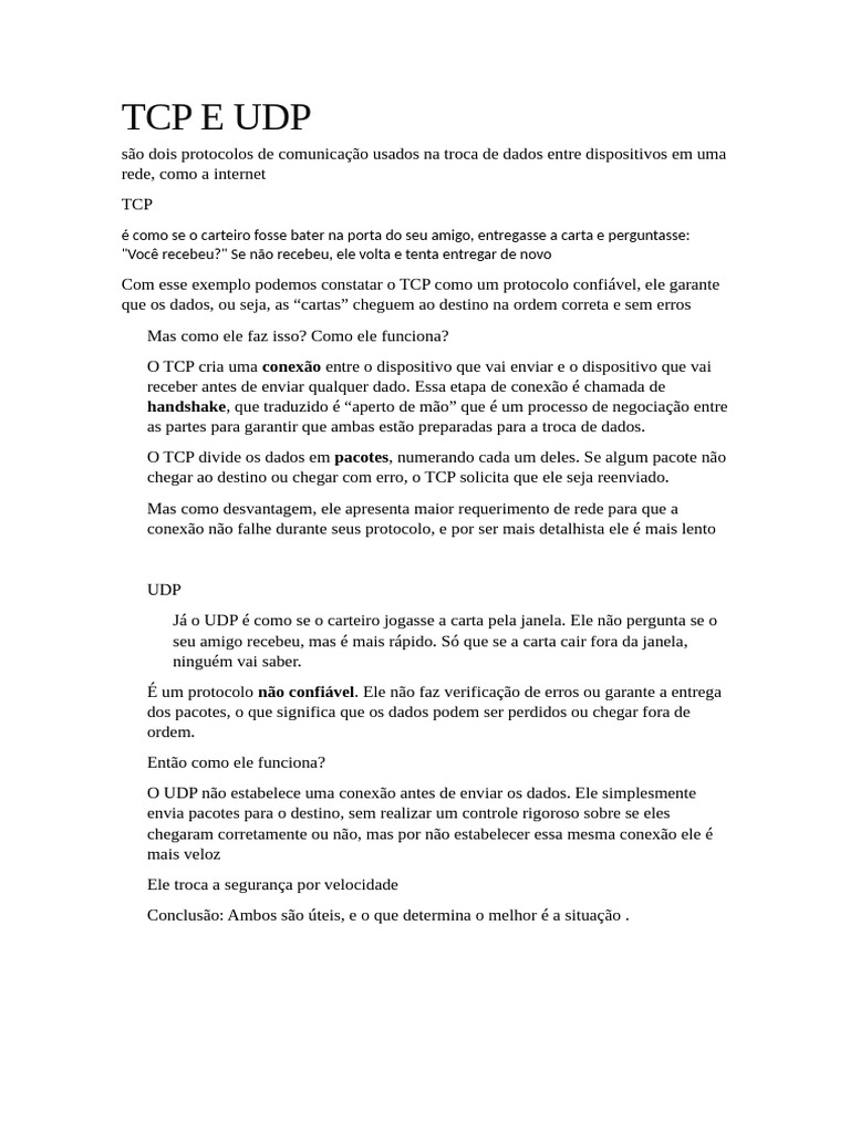TCP e Udp | PDF