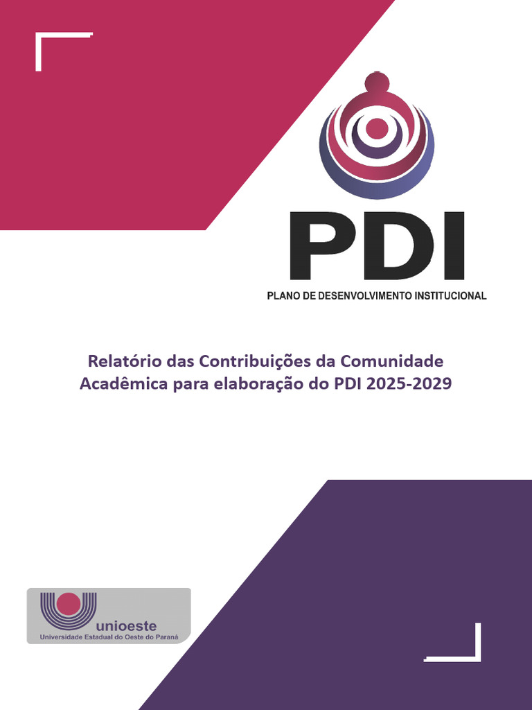 Relatorio Contribuicoes PDI 2025 2029 | PDF | Planejamento ...