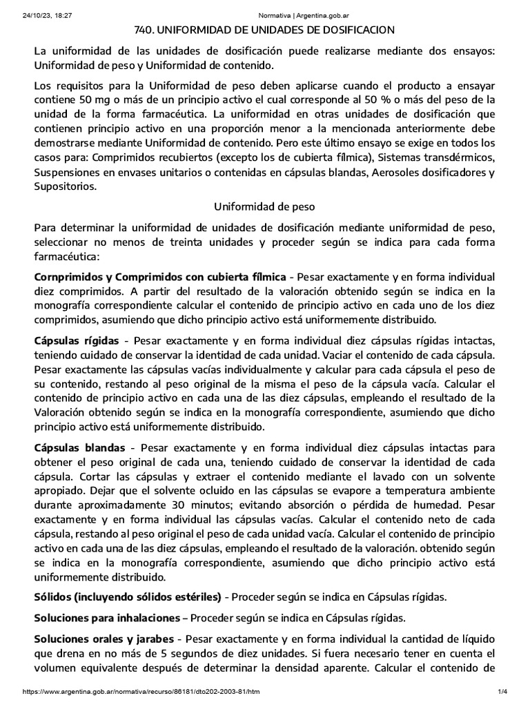 Ensayos de Uniformidad en Dosificación | PDF | Valoración | Química