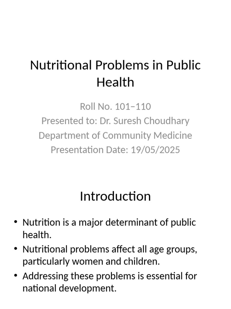 Nutritional Challenges in Public Health | PDF | Malnutrition | Human ...