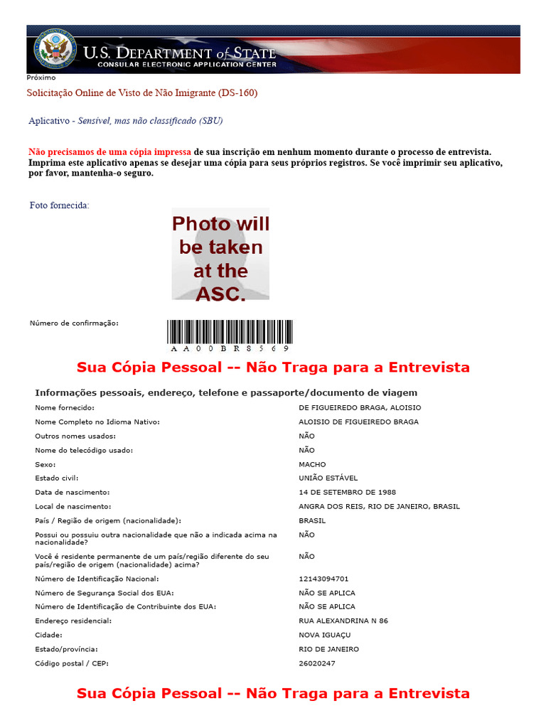 Centro Eletrônico de Requerimento Consular - Requerimento Impresso ...