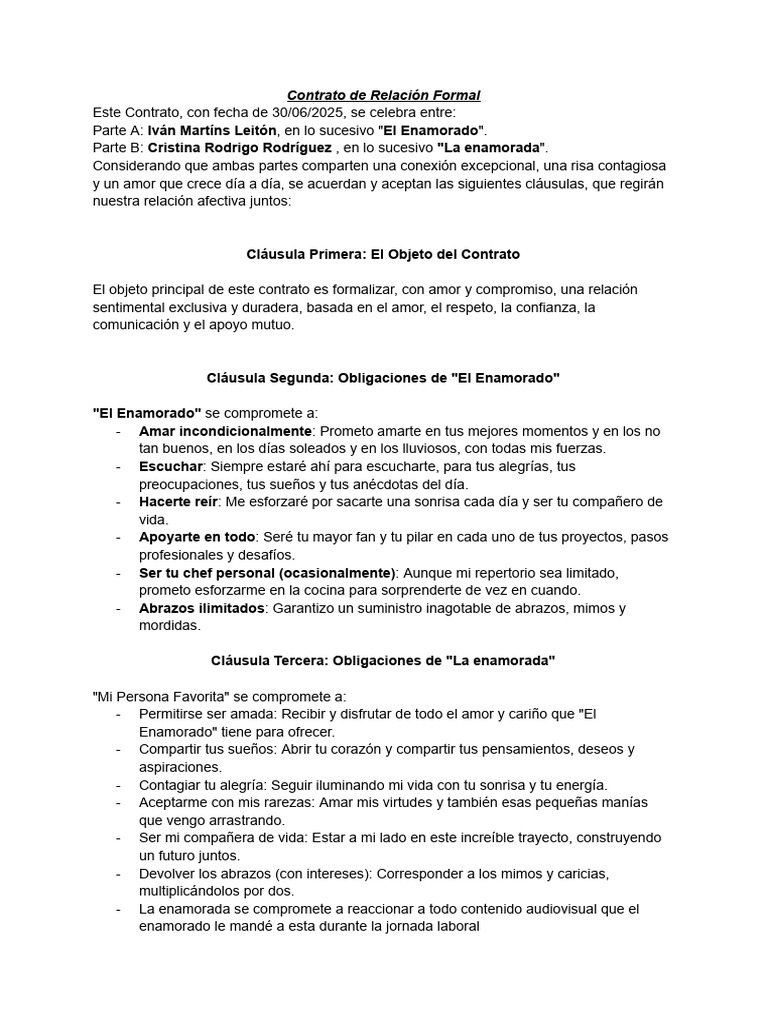 Contrato de Amor y Compromiso 2025 | PDF | Amor