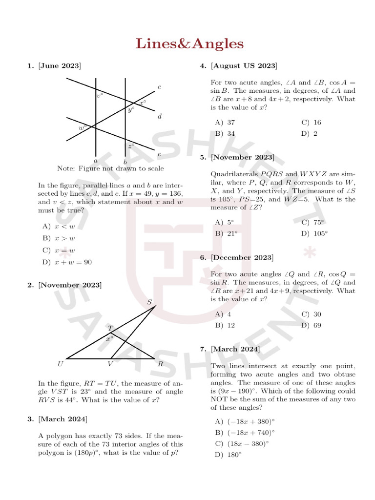 Lines, Angles REQ | PDF