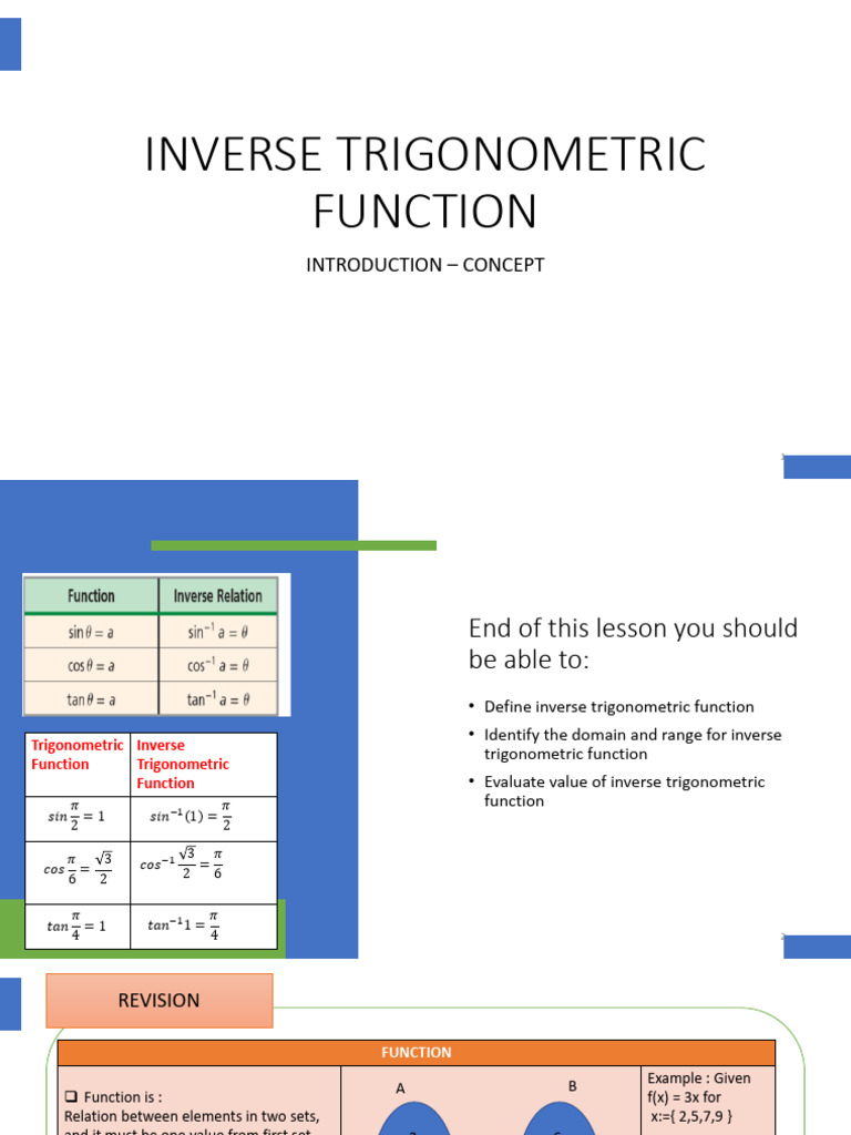 Inverse Trigonometric - Introduction Part 1 | PDF | Function (Mathematics) | Trigonometric Functions