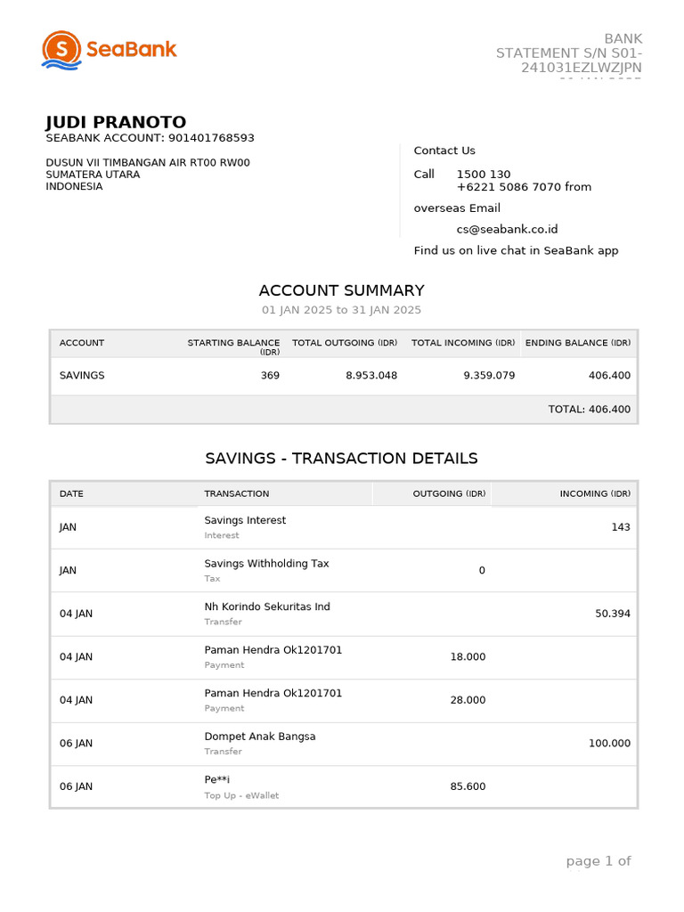 Seabank Statement 20241112-1 | PDF | Interest | Government Finances