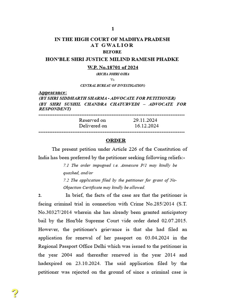Richa Johri Ojha Vs Central Bureau of Investigation | PDF | Supreme Court Of India | Certiorari