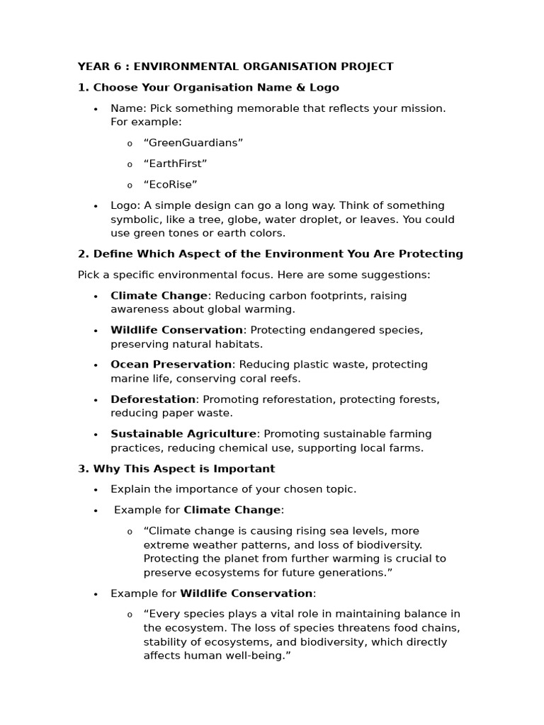 Year 6 Environmental Project Guide | PDF | Climate Change ...