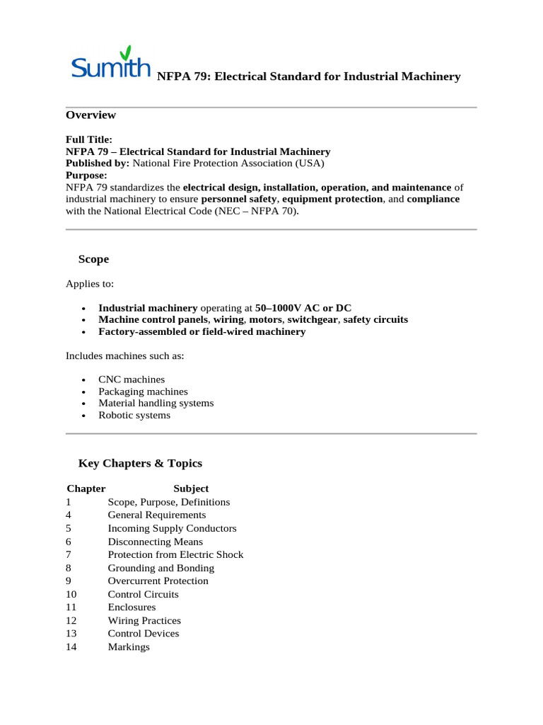 NFPA 79: Electrical Standards Overview | PDF | Electrical Wiring | Wire