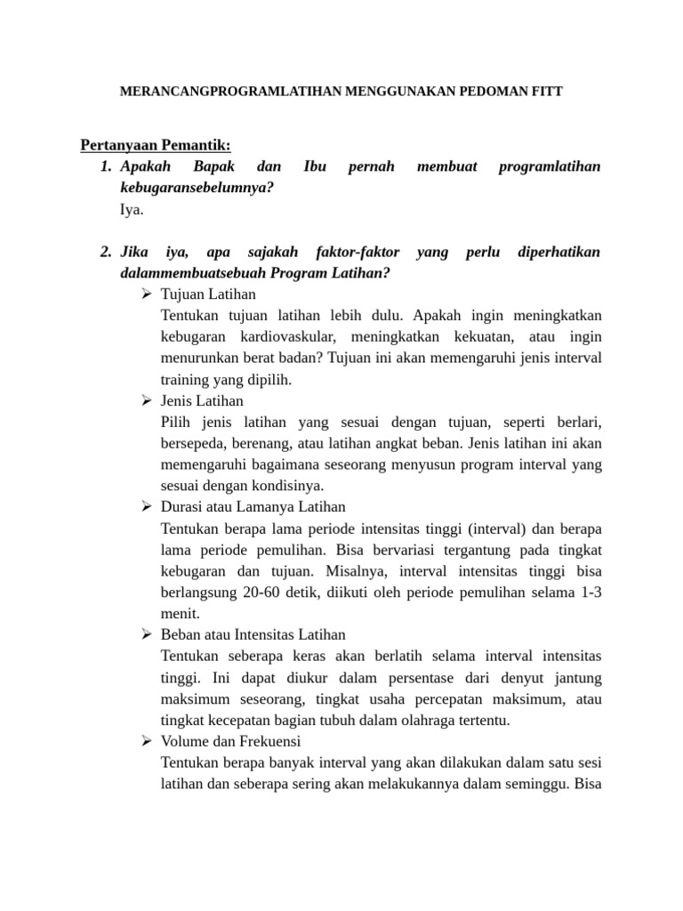 Merancangprogramlatihan Menggunakan Pedoman Fitt | PDF