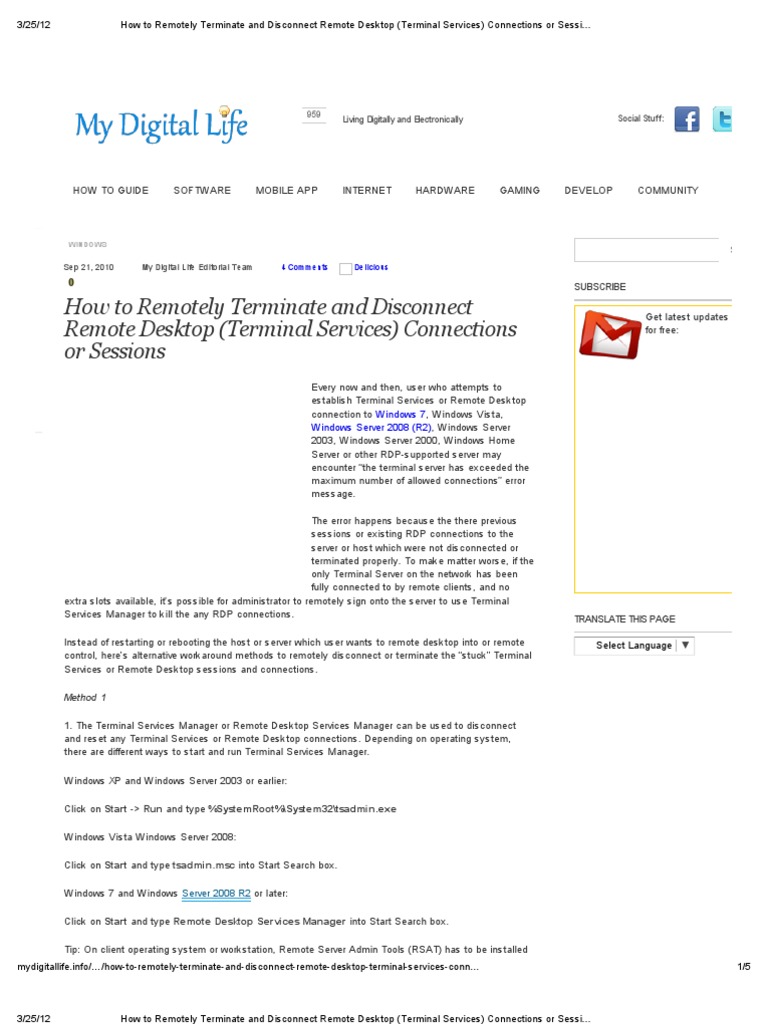 How To Remotely Terminate And Disconnect Remote Desktop Pdf Remote Desktop Services