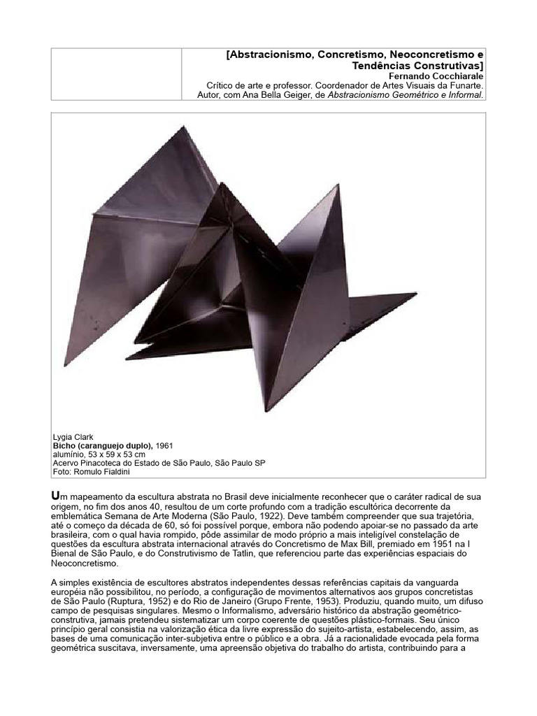 Escultura Abstrata no Brasil: História e Tendências | PDF | Arte ...