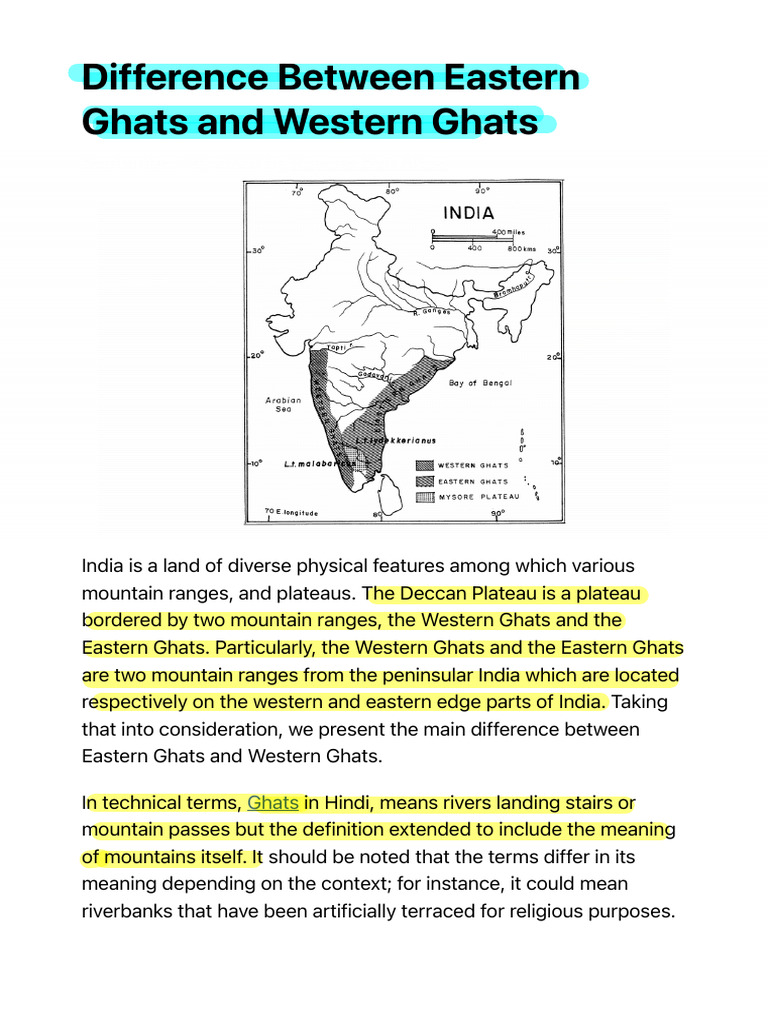 Eastern vs Western Ghats: Key Differences | PDF | Earth Sciences ...