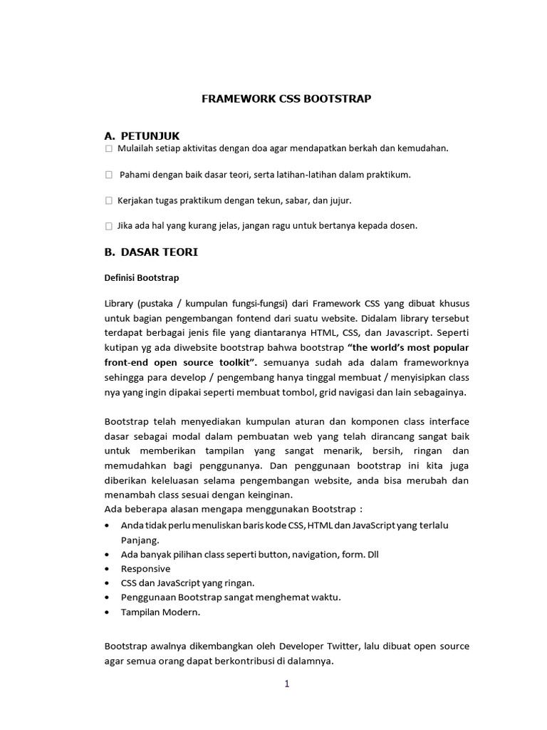 Praktikum 12 Framework CSS Bootstrap | PDF