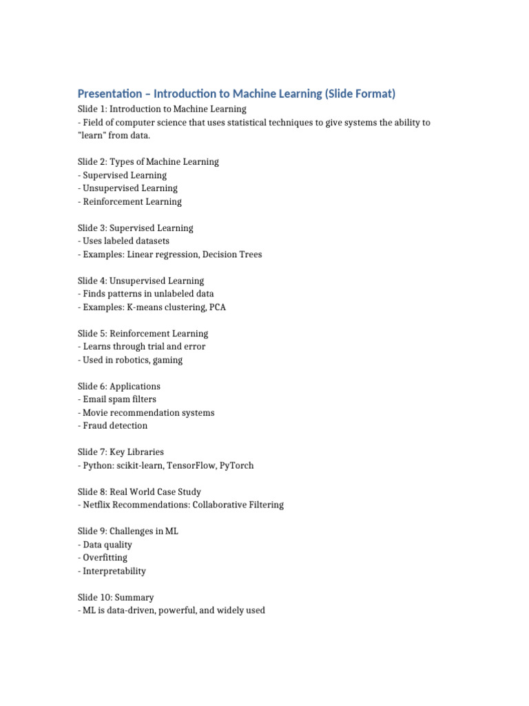 ML Introduction Presentation | PDF